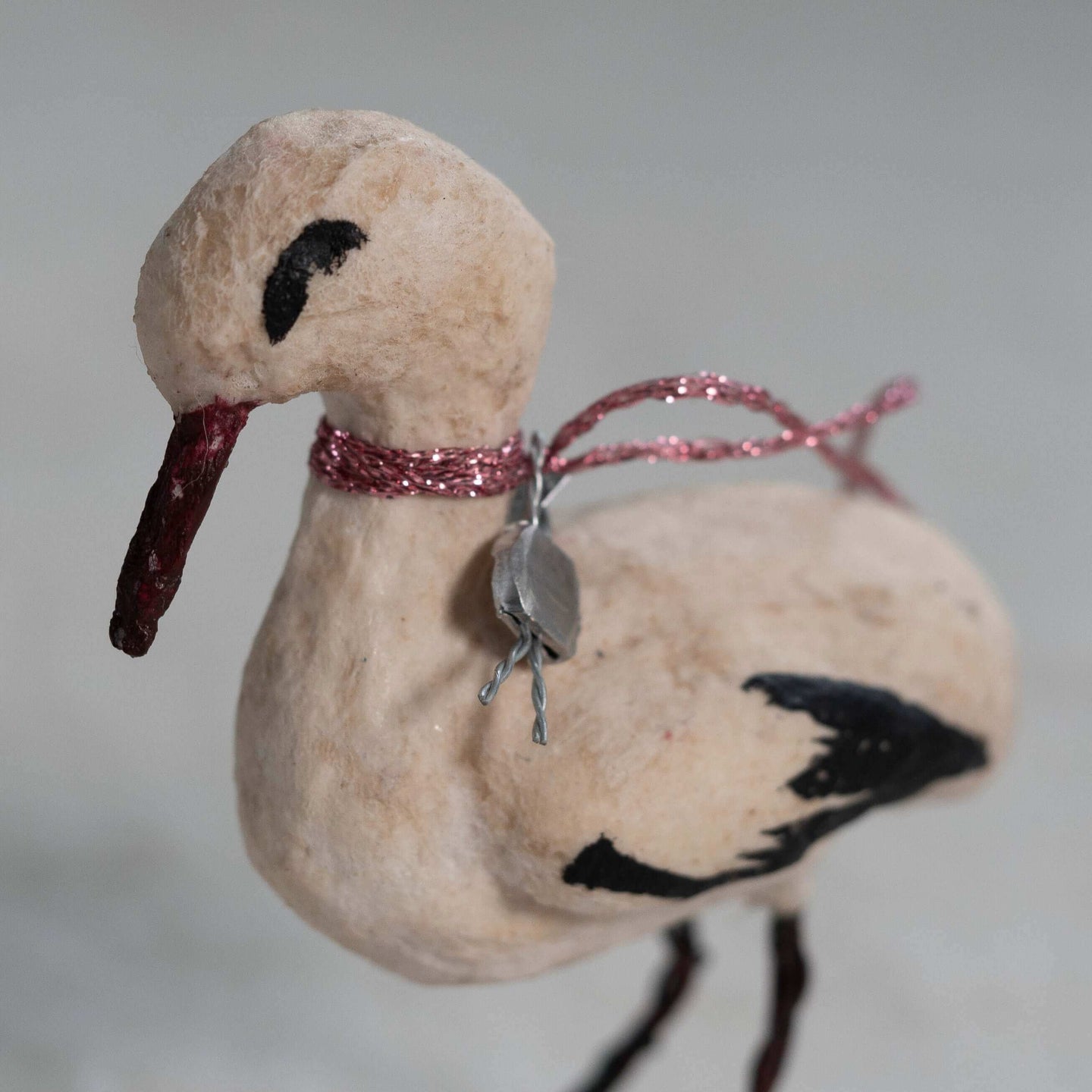 Handmade Stork in Cotton and Paper | Vintage Ornaments